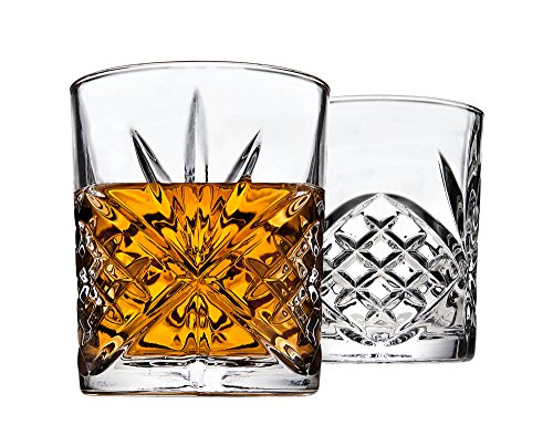 Whiskey Decanter Set with 2 Old Fashioned Whisky Glasses for Liquor Scotch Bourbon or Wine - Irish Cut