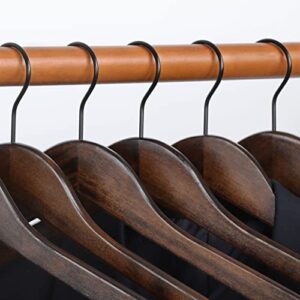 TOPIA HANGER Heavy Duty Wood Coat Hangers in Smooth Retro Finish, Boutique Quality Wooden Suit Hangers-Thicker Non-Slip Rubber Pants Bar and Extra Smoothly Cut Notches-360° Black Hook-18 Pack CT04A