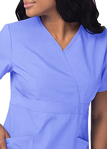 Sivvan Scrubs for Women - Mock Wrap & Cargo Pants Scrub Set - S8401 - Ceil Blue - XL