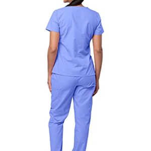 Sivvan Scrubs for Women - Mock Wrap & Cargo Pants Scrub Set - S8401 - Ceil Blue - XL