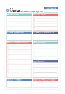 bloom daily planners double sided daily planning system tear off to do pad - teal - 6" x 9"