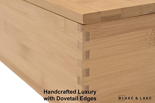 Blake & Lake Wooden Storage box with Lid - Large Wood Keepsake boxes - Gift Box with lids Store Photos Keepsakes Jewelry Colectibles Treasures - Dovetail Design (Natural)