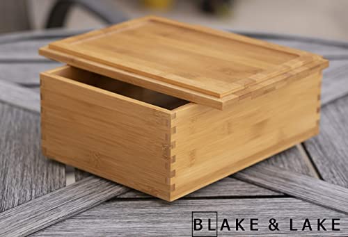 Blake & Lake Wooden Storage box with Lid - Large Wood Keepsake boxes - Gift Box with lids Store Photos Keepsakes Jewelry Colectibles Treasures - Dovetail Design (Natural)