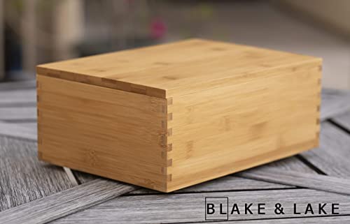 Blake & Lake Wooden Storage box with Lid - Large Wood Keepsake boxes - Gift Box with lids Store Photos Keepsakes Jewelry Colectibles Treasures - Dovetail Design (Natural)