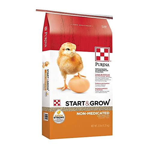 Purina Start and Grow | Non-Medicated Chick Feed Crumbles | Nutritionally Complete - 25 Pound (25 lb.) Bag