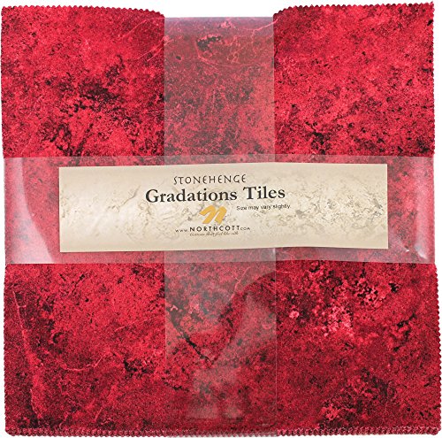 Stonehenge Gradations Brights Hibiscus Stone Tiles 42 10-inch Squares Layer Cake Northcott