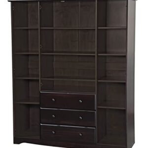 Palace Imports 100% Solid Wood Family Wardrobe/Armoire/Closet, Java. 3 Clothing Rods Included. NO Shelves Included. Optional Shelves Sold Separately. 60.25" w x 72" h x 20.75" d