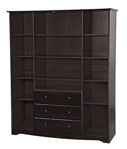 Palace Imports 100% Solid Wood Family Wardrobe/Armoire/Closet, Java. 3 Clothing Rods Included. NO Shelves Included. Optional Shelves Sold Separately. 60.25" w x 72" h x 20.75" d