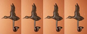 cast iron home decor collectibles duck hunter set mudroom duck coat hat hooks, set of 4