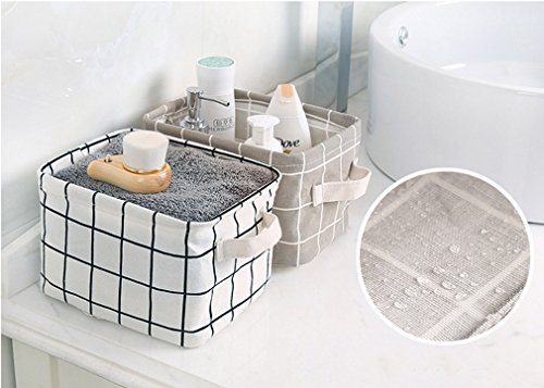 Lannu Canvas Storage Bins Organizer Toy Basket Classical Black and White Fabric Cloth Home Decor,Small,Set of 4