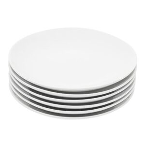 miicol durable porcelain 6-piece dessert plate set, elegant white serving plates (6-inch dessert plates)