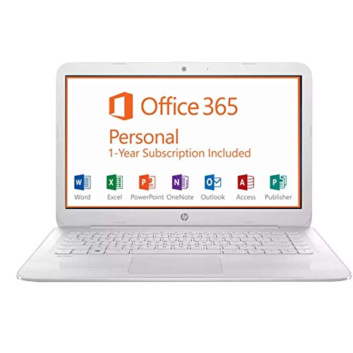 HP 14-inch Full HD Stream Laptop PC (Intel Celeron N3060, 4GB RAM, 64GB eMMC, White) with Office 365 Personal for one year