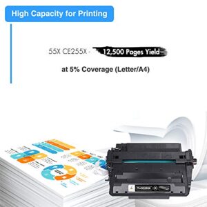 TRUE IMAGE Compatible Toner Cartridge Replacement for HP CE255X 55X CE255A 55A HP P3015 P3015dn P3015n P3015x 3015 Enterprise 500 MFP M521dn M521dw M521 M525f M525dn Printer Ink (Black, 1-Pack)