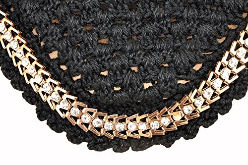 Manaal Enterprises Horse Soft Crochet Breathable Cotton Ear Net Hood Ear Protector Bonnet Equestrain with Piping Cotton Black Horse Fly Veil Sizes : Full, Cob & Pony (Cob, Black)