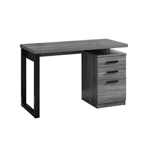 monarch specialties laptop table with drawers for home & office-contemporary style computer desk, 48" l, grey-black metal leg