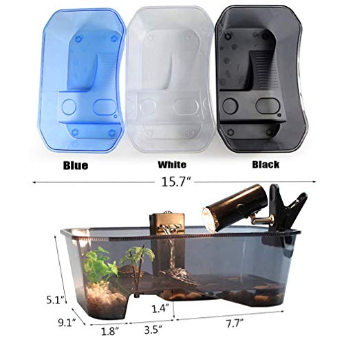 Turtle Tank Aquarium,Reptile Habitat,Turtle Habitat Terrapin Lake Reptile Aquarium Tank with Platform Plants for Crayfish Crab (Black)(Excluding Accessories