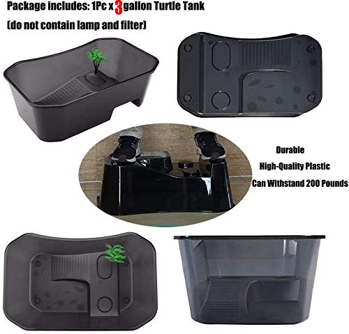 Turtle Tank Aquarium,Reptile Habitat,Turtle Habitat Terrapin Lake Reptile Aquarium Tank with Platform Plants for Crayfish Crab (Black)(Excluding Accessories