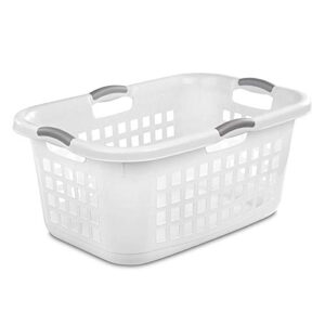 sterilite ultra 2 bushel plastic stackable clothes laundry basket bin, white