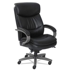 la-z-boy woodbury big/tall executive chair, supports up to 400 lb, 20.25" to 23.25" seat height, black seat/back, weathered gray base