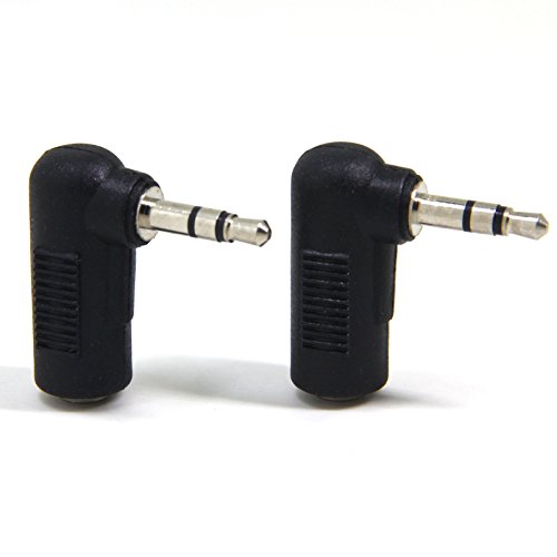 Ancable 2-Pack 1/8" 3.5mm TRS Male to Female Right-Angle Headphone Earphone Adapter Converter