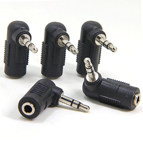 Ancable 5-Pack 1/8" 3.5mm TRS Male to Female Right-Angle Headphone Earphone Adapter Converter