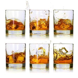 luxu whiskey glasses-premium 11 oz scotch glasses set of 6 /old fashioned whiskey glasses/perfect scotch bourbon whiskey tumblers/style glassware for bourbon/rum glasses/bar whiskey glasses,clear