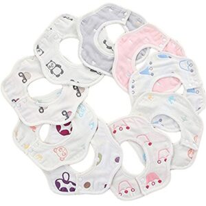 MERLINAE 10 Pack Baby Bandana Drool Bibs Baby 360 Rotate Baby Petal Gauze Bibs-Burp Cloths,Feeding,Waterproof And Absorbent,Drooling And Teething