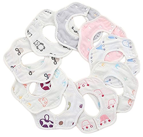 MERLINAE 10 Pack Baby Bandana Drool Bibs Baby 360 Rotate Baby Petal Gauze Bibs-Burp Cloths,Feeding,Waterproof And Absorbent,Drooling And Teething