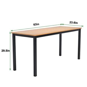 DlandHome 63 inches X-Large Computer Desk, Composite Wood Board, Decent and Steady Home Office Desk/Workstation/Table, BS1-160TB Teak and Black Legs, 1 Pack