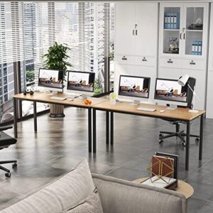 DlandHome 63 inches X-Large Computer Desk, Composite Wood Board, Decent and Steady Home Office Desk/Workstation/Table, BS1-160TB Teak and Black Legs, 1 Pack