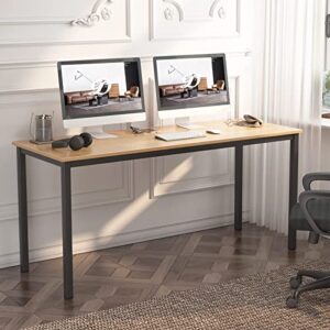 DlandHome 63 inches X-Large Computer Desk, Composite Wood Board, Decent and Steady Home Office Desk/Workstation/Table, BS1-160TB Teak and Black Legs, 1 Pack