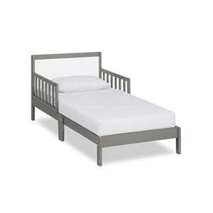 dream on me brookside toddler bed in steel grey, greenguard gold certified, jpma certified, low to floor design, non-toxic finish, safety rails, made of pinewood