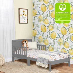 Dream On Me Brookside Toddler Bed In Steel Grey, Greenguard Gold Certified, JPMA Certified, Low To Floor Design, Non-Toxic Finish, Safety Rails, Made Of Pinewood