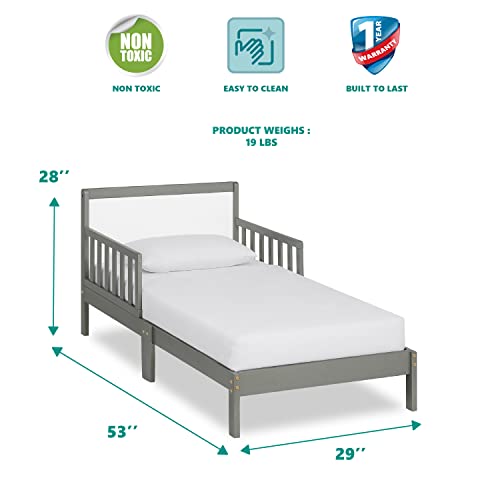 Dream On Me Brookside Toddler Bed In Steel Grey, Greenguard Gold Certified, JPMA Certified, Low To Floor Design, Non-Toxic Finish, Safety Rails, Made Of Pinewood