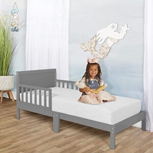 Dream On Me Brookside Toddler Bed In Steel Grey, Greenguard Gold Certified, JPMA Certified, Low To Floor Design, Non-Toxic Finish, Safety Rails, Made Of Pinewood