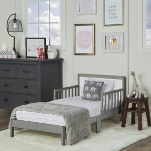 Dream On Me Brookside Toddler Bed In Steel Grey, Greenguard Gold Certified, JPMA Certified, Low To Floor Design, Non-Toxic Finish, Safety Rails, Made Of Pinewood