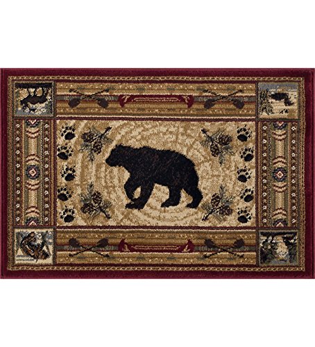 Universal Rugs Black Bear Mat Scatter Rug, 2' x 3', Brown