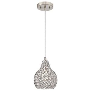 westinghouse lighting 6103700 one-light indoor mini pendant, brushed nickel finish crystal jewel shade, red