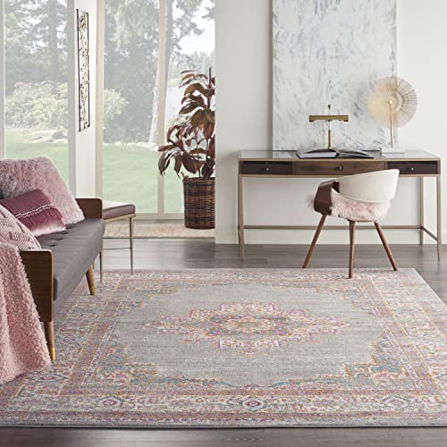 Nourison Passion Grey 8' x 10' Area-Rug, Boho, Traditional, Easy-Cleaning, Non Shedding, Bed Room, Living Room, Hallway (8x10)