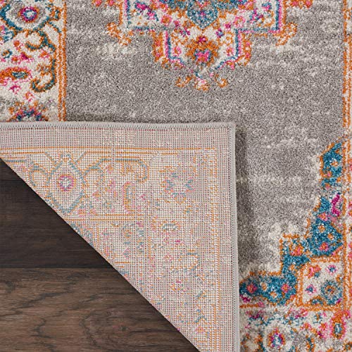 Nourison Passion Grey 8' x 10' Area-Rug, Boho, Traditional, Easy-Cleaning, Non Shedding, Bed Room, Living Room, Hallway (8x10)