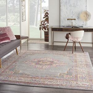 Nourison Passion Grey 8' x 10' Area-Rug, Boho, Traditional, Easy-Cleaning, Non Shedding, Bed Room, Living Room, Hallway (8x10)