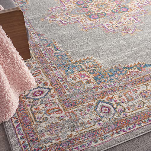 Nourison Passion Grey 8' x 10' Area-Rug, Boho, Traditional, Easy-Cleaning, Non Shedding, Bed Room, Living Room, Hallway (8x10)