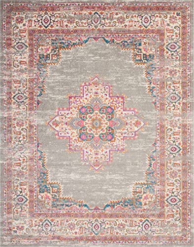 Nourison Passion Grey 8' x 10' Area-Rug, Boho, Traditional, Easy-Cleaning, Non Shedding, Bed Room, Living Room, Hallway (8x10)