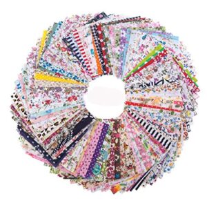 penta angel 4 x 4 inch/10 x 10cm 100 pieces assorted pre-cut printing cotton cloth square bundle quilt craft fabric patchwork diy sewing scrapbooking quilting dot pattern (100 pcs)