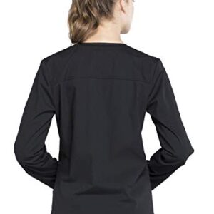 Snap Front Scrub Jackets for Women, Workwear Professionals Soft Stretch WW340, M, Black