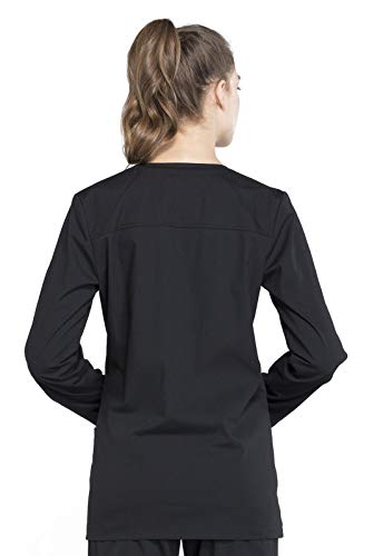 Snap Front Scrub Jackets for Women, Workwear Professionals Soft Stretch WW340, M, Black