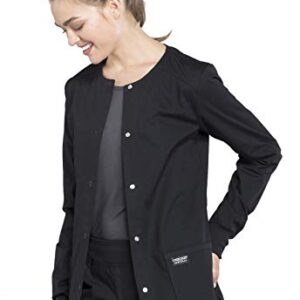 Snap Front Scrub Jackets for Women, Workwear Professionals Soft Stretch WW340, M, Black