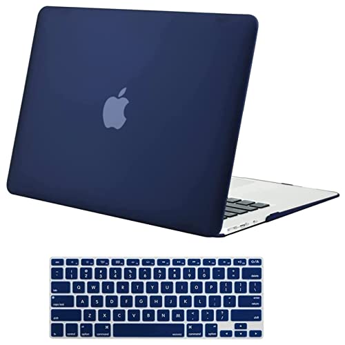 MOSISO Compatible with MacBook Air 13 inch Case Old Version 2010-2017 Release (Models: A1466 & A1369), Plastic Hard Shell Case & Keyboard Cover Skin, Navy Blue