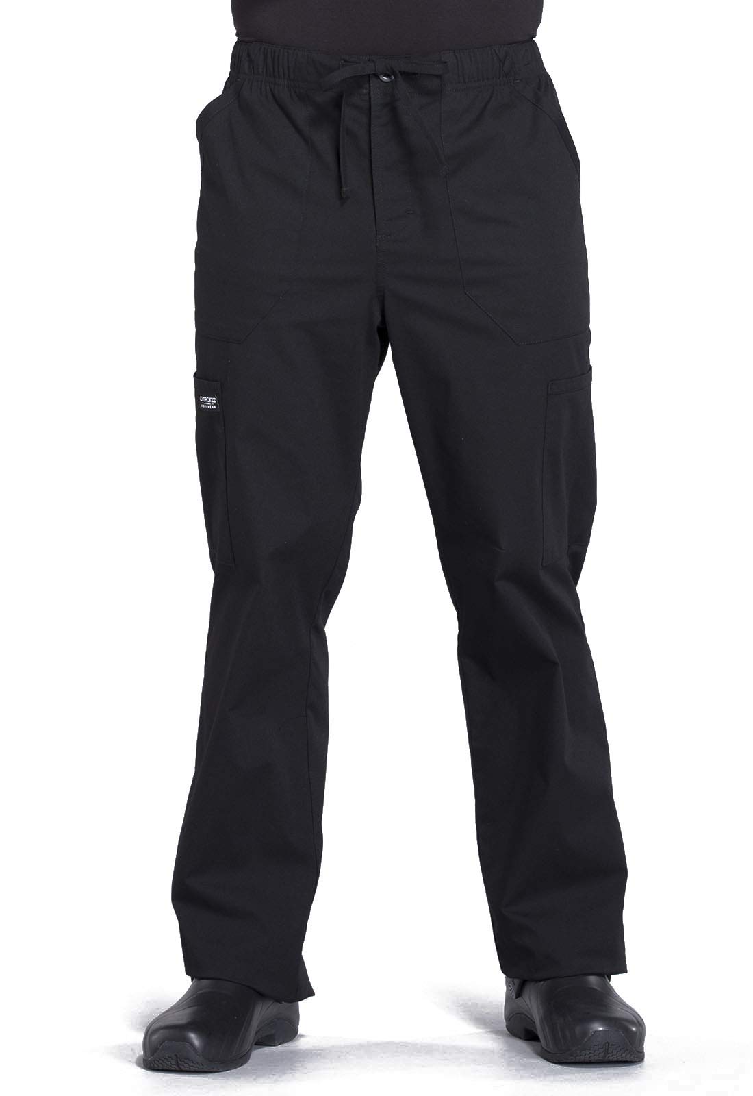 Cherokee Men Scrubs Pant Workwear Professionals Tapered Leg Fly Front Cargo WW190, M, Black