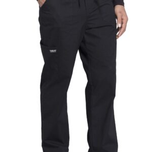 Cherokee Men Scrubs Pant Workwear Professionals Tapered Leg Fly Front Cargo WW190, M, Black